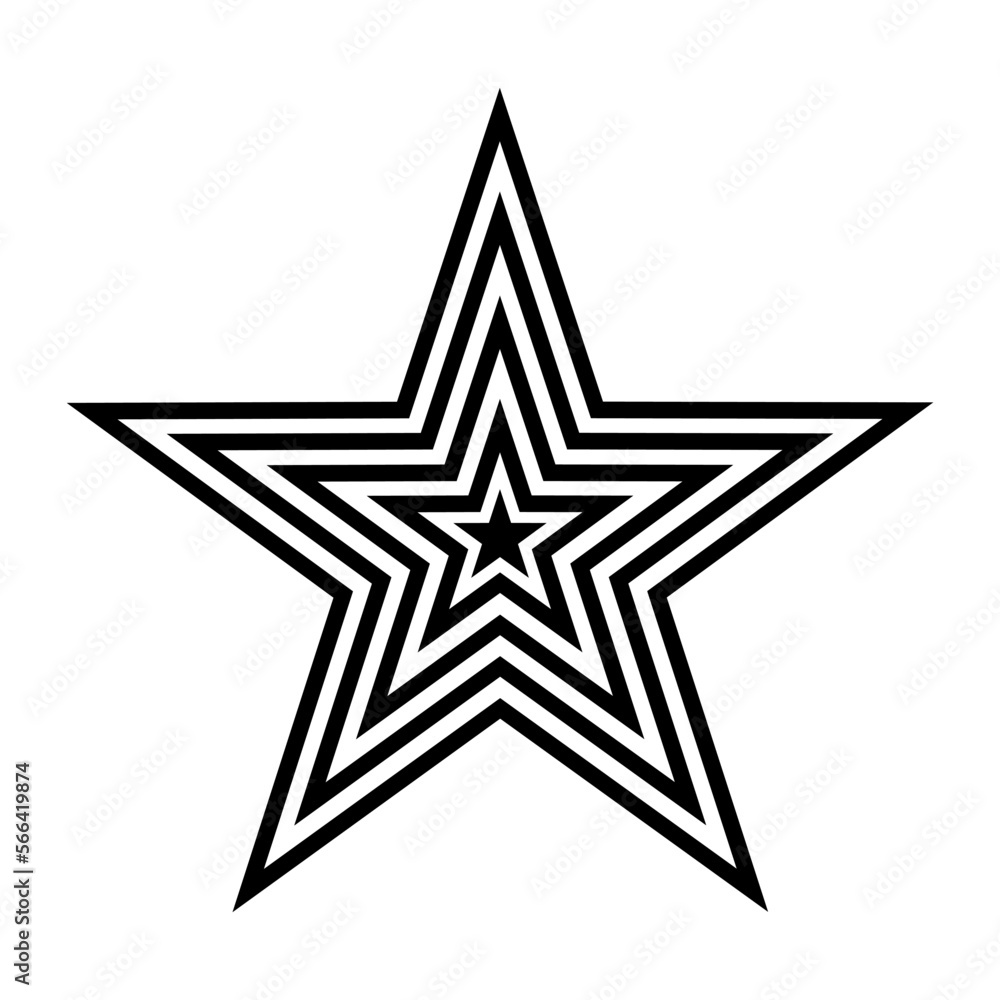 Simple monochrome vector graphic of a repeating five pointed star on a ...
