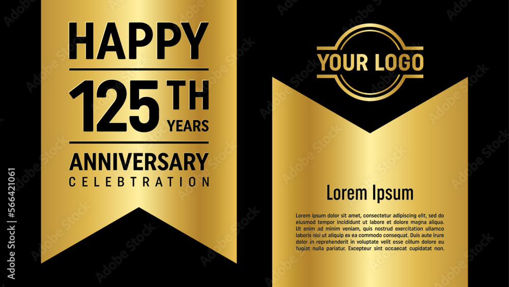 Vecteur Stock 125th anniversary template design with golden ribbon for ...