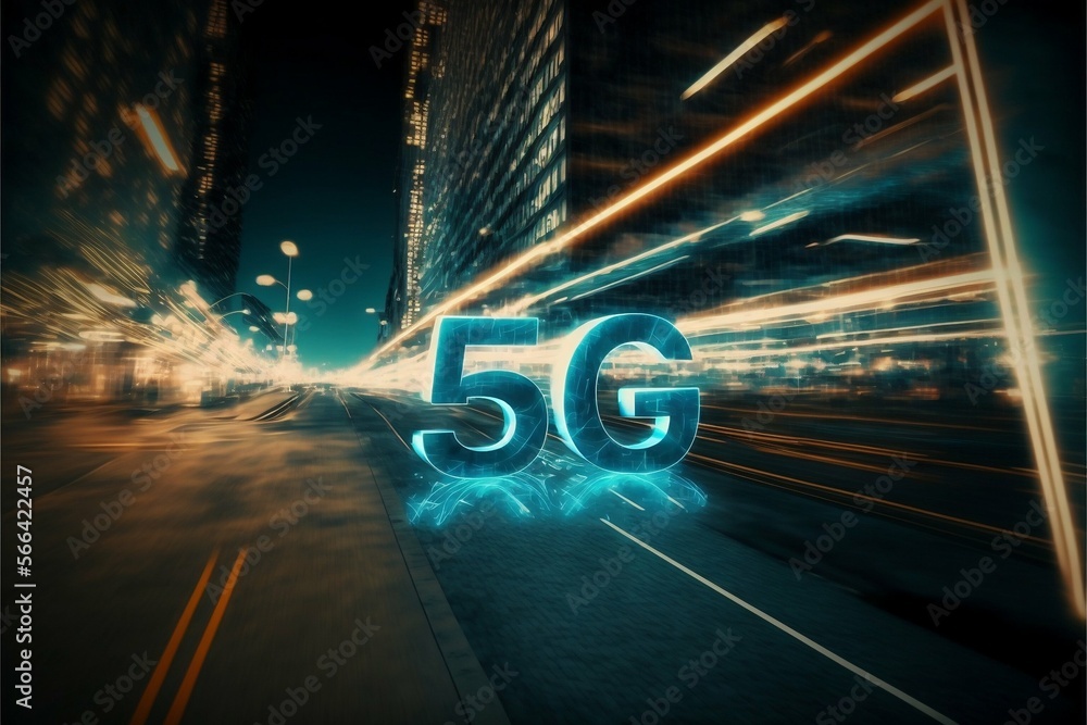 5G background. Connectivity speed concept. Illustration or hologram ...