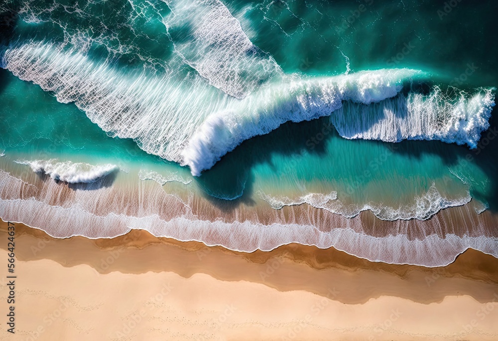 Ariel View of Ocean Waves Crashing on a Beach (Generated with AI ...