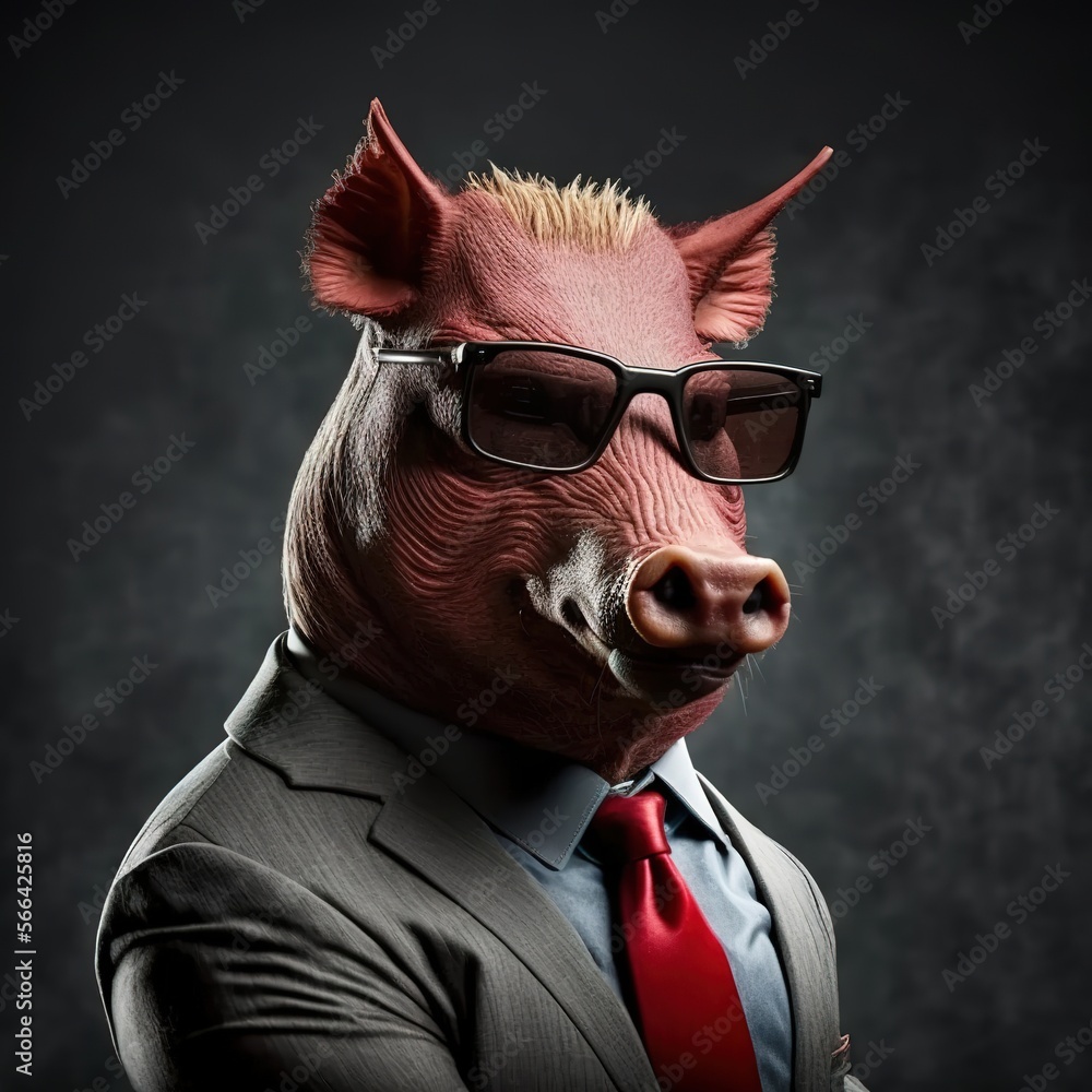 Illustration of Razorback Hog photography in a suit as mascot fun human ...