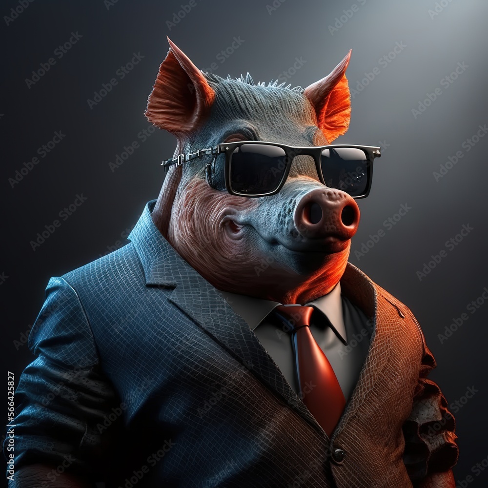 Illustration of Razorback Hog photography in a suit as mascot fun human ...