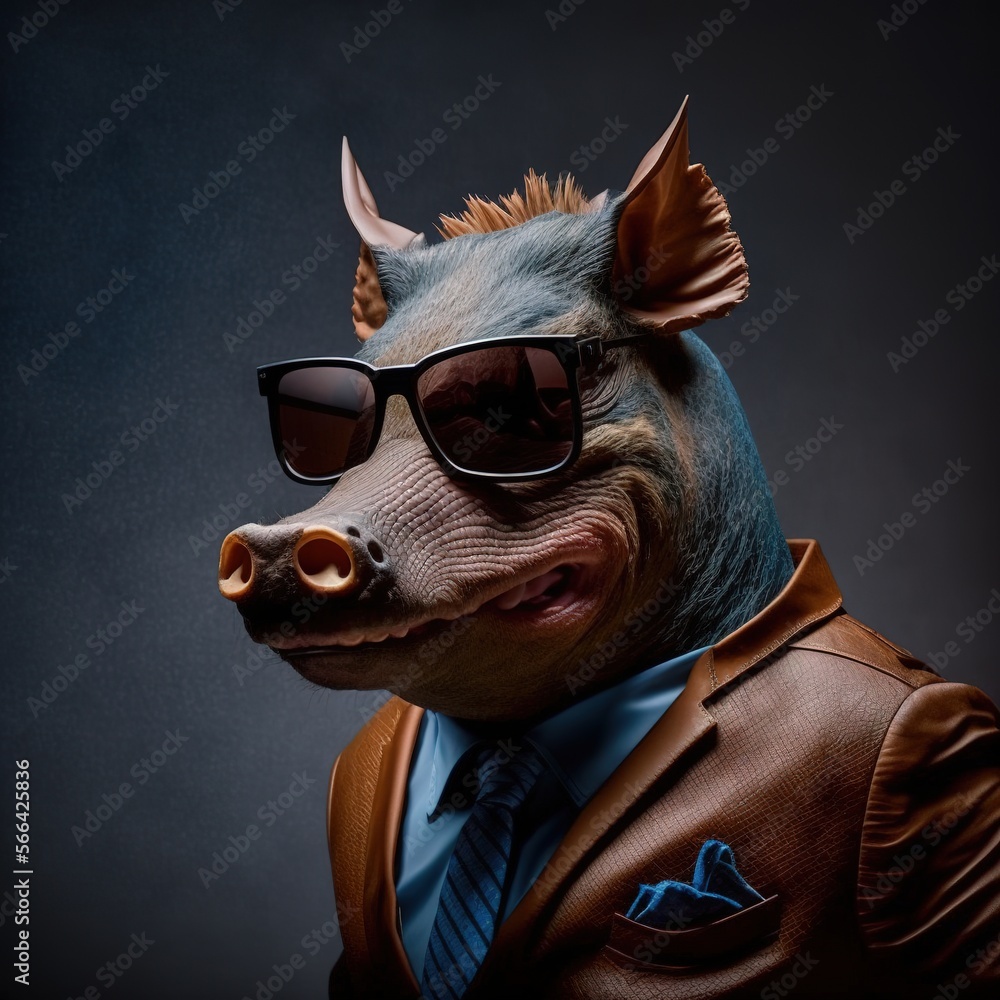Illustration of Razorback Hog photography in a suit as mascot fun human ...