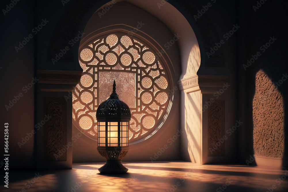 mosque inside Islamic pattern Interior door and window with Arabic ...