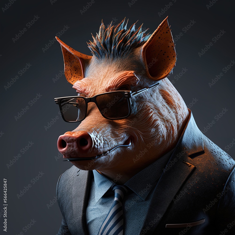 Illustration of Razorback Hog photography in a suit as mascot fun human ...