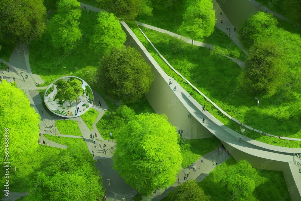 Green project in cities, reconnecting nature and city - concept with ...