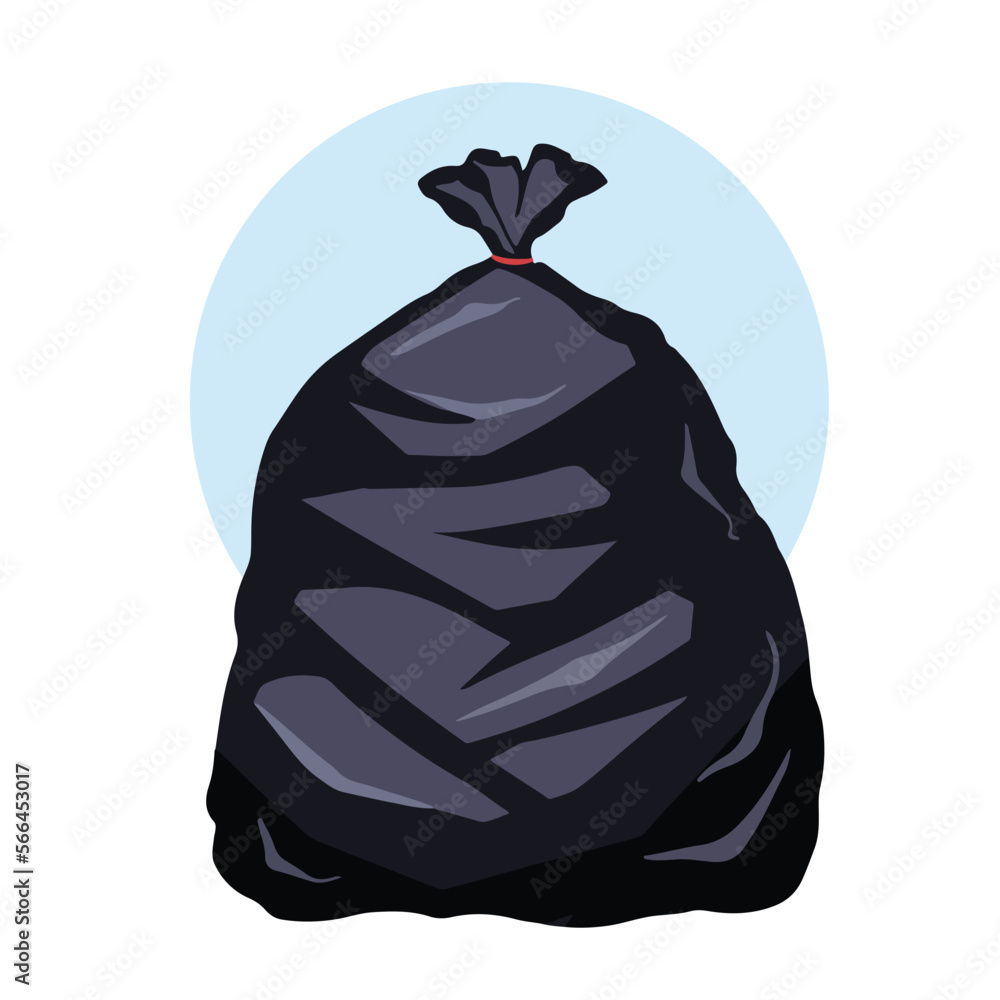 Black plastic garbage bag vector illustration isolated on white ...