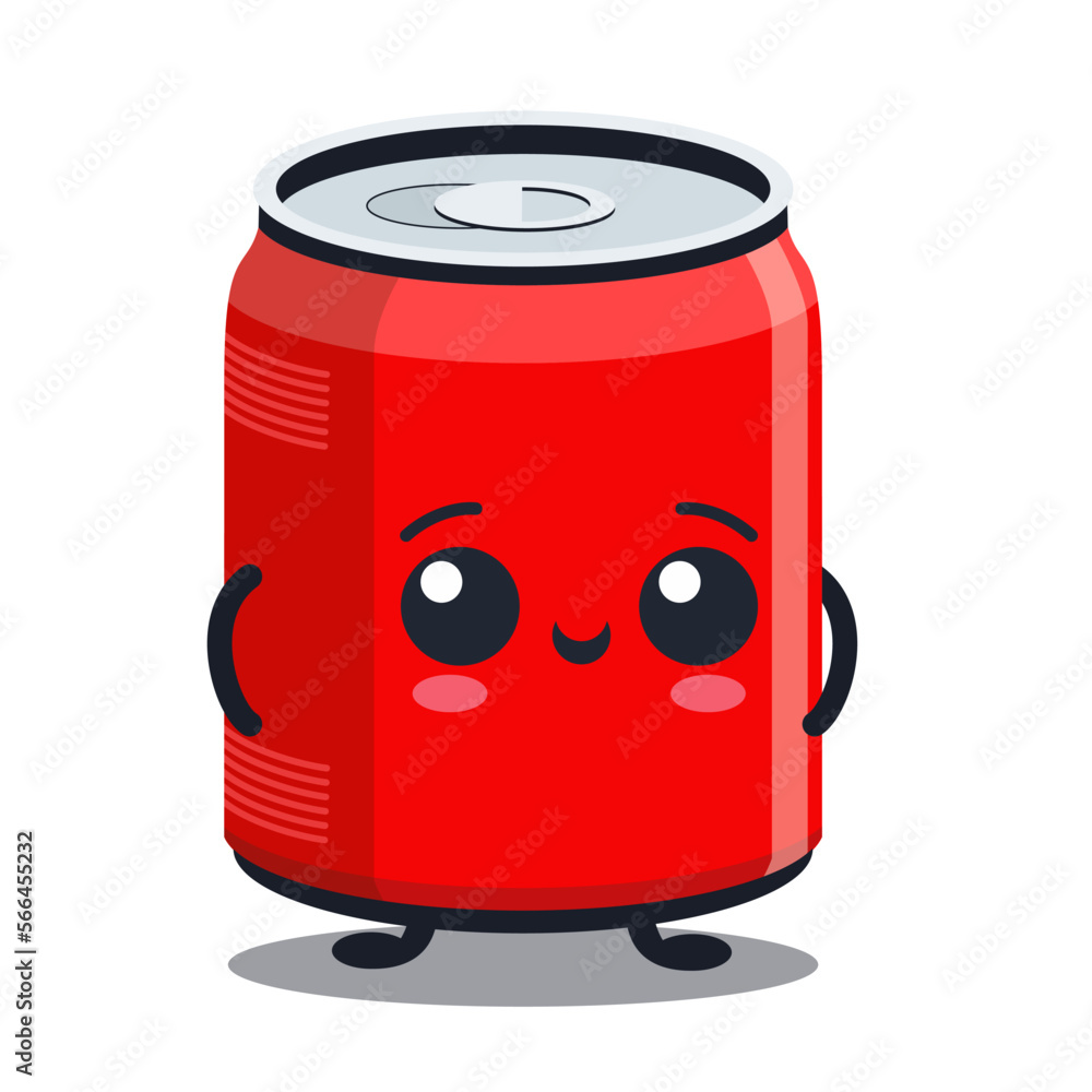 Cute kawaii soda can. Character icon. Vector illustration. Stock Vector ...