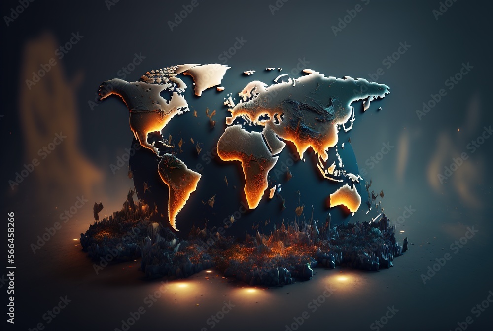 3d World Map Concept, Generative AI Stock Illustration | Adobe Stock