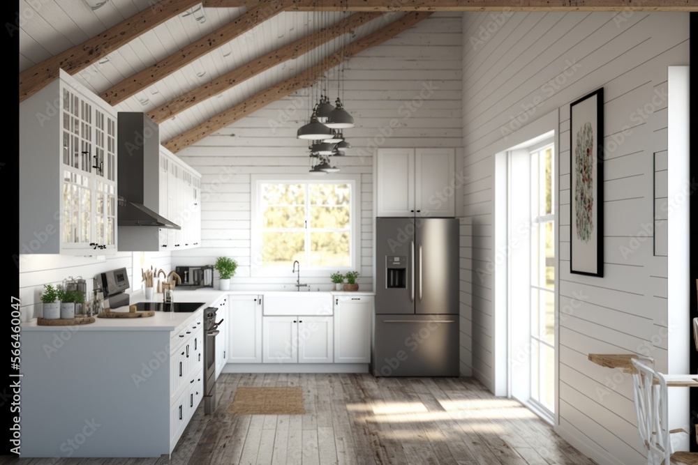 Kitchen Interior Design Rustic Glam Series: White shiplap walls with ...