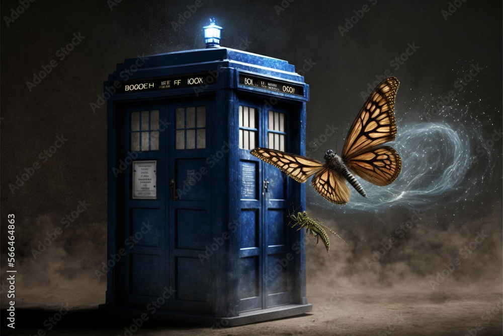 Science-fiction multidimension of Doctor Who, TARDIS spaceship, blue ...