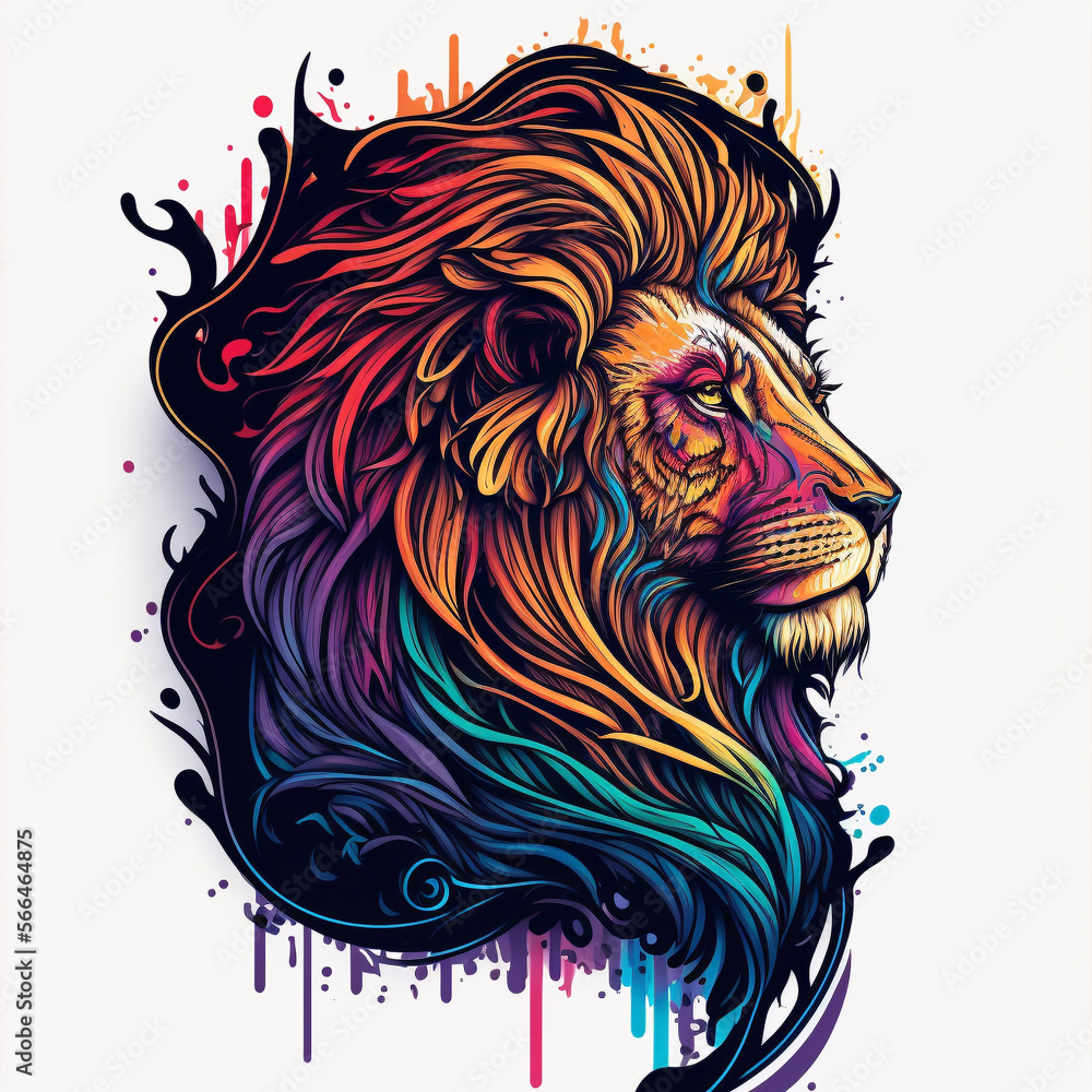 Vibrant Lion Logo Design. Generative AI Stock Illustration | Adobe Stock