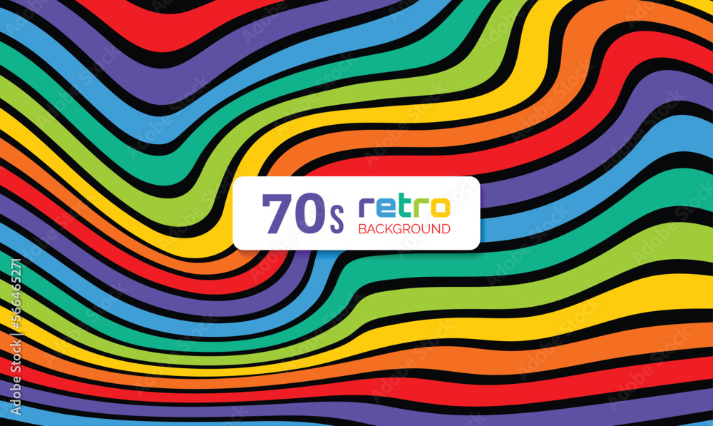 Groovy psychedelic wave background for banner design. Retro 60s 70s ...
