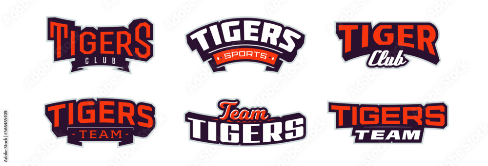 A set of bold fonts for tiger mascot logo. Collection of text style ...