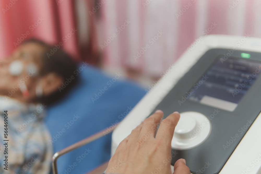 Facial palsy treatment concept, physiotherapy treatment equipment ...