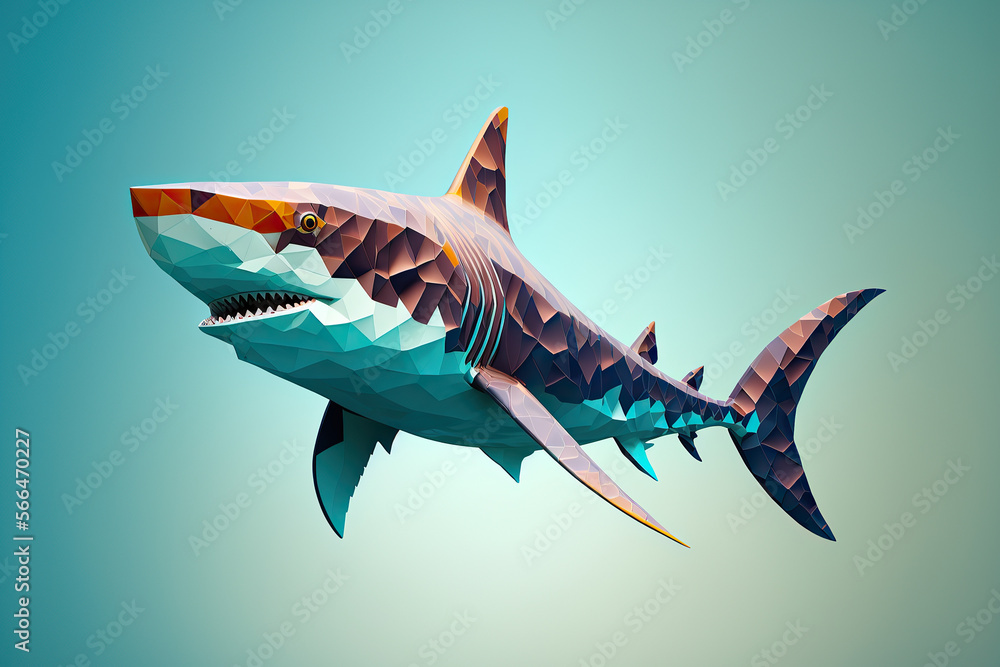 Shark, Polygonal graphics, Generative AI Stock Illustration | Adobe Stock