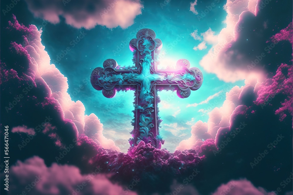 Protestant catholic Christian Cross Religion on beautiful sunset or ...