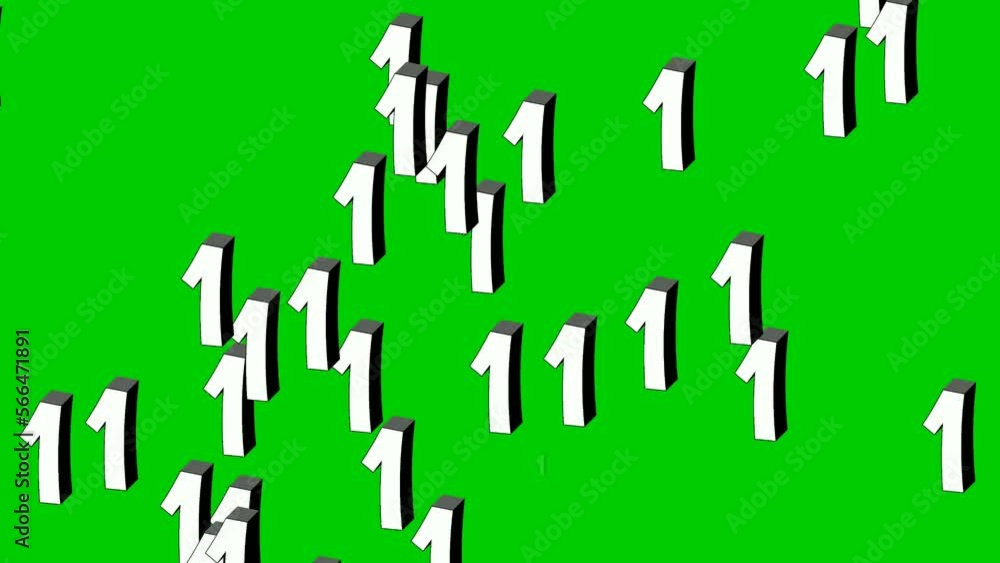 Flaying Number one 1 cartoon animation on green screen.4k cartoon video ...