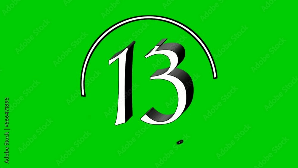 Stockvideon Animation Number thirteen 13 cartoon animation in rotating ...
