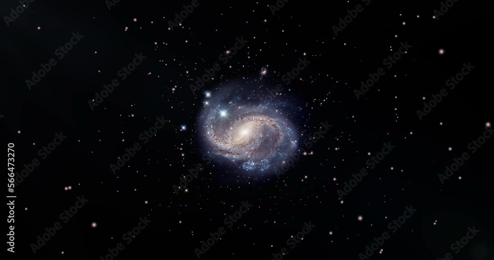 Space field with extremely distant galaxies revealing the view of the Majestic Barred Spiral ...