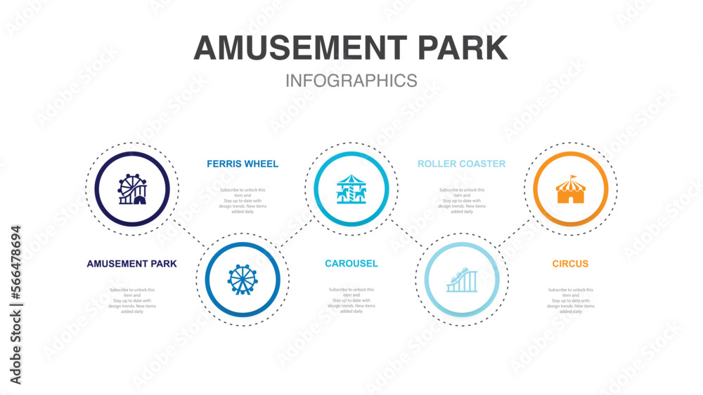 amusement park, Ferris wheel, Carousel, Roller coaster, circus, icons ...
