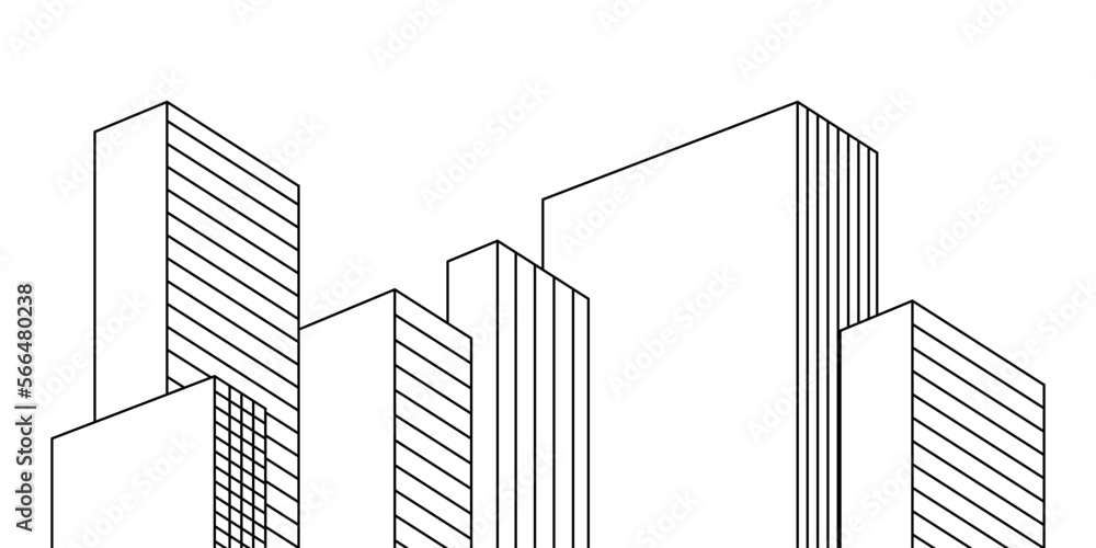 Architectural background. Tall buildings line art banner for website ...