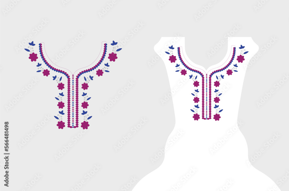 Neck Embroidery Design Template Stock Vector | Adobe Stock