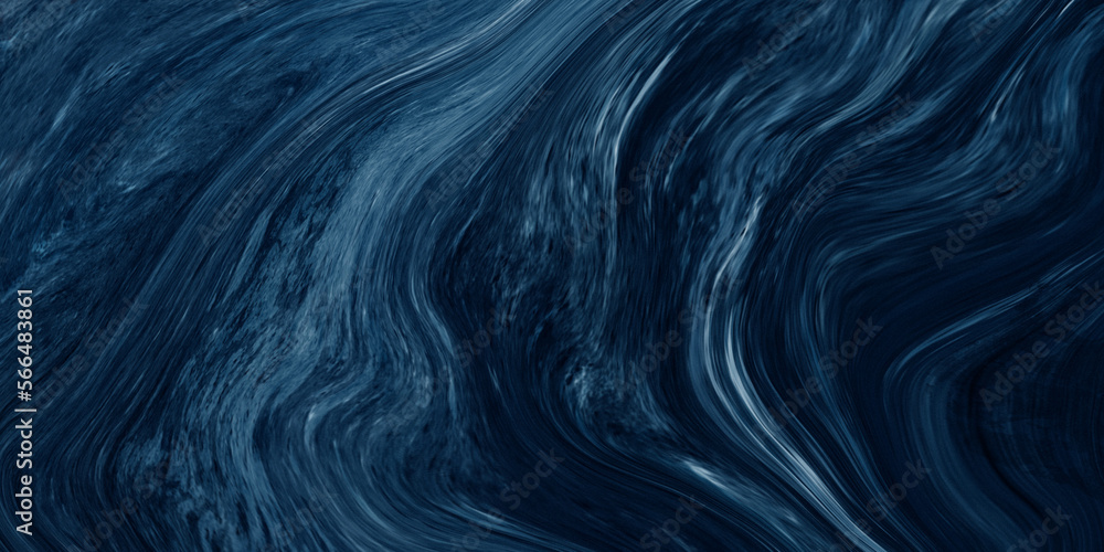Abstract dark blue paint background with liquid fluid grunge texture ...