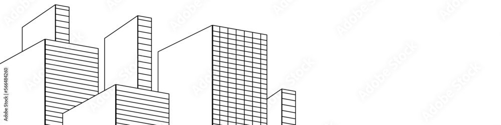 Architectural background. Tall buildings line art banner for website ...