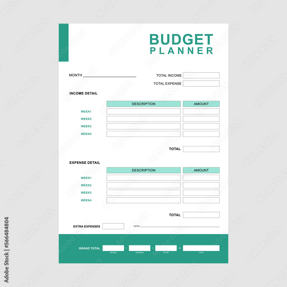 Budget Planner Template in A4 Size Weekly and Monthly Designs Stock ...