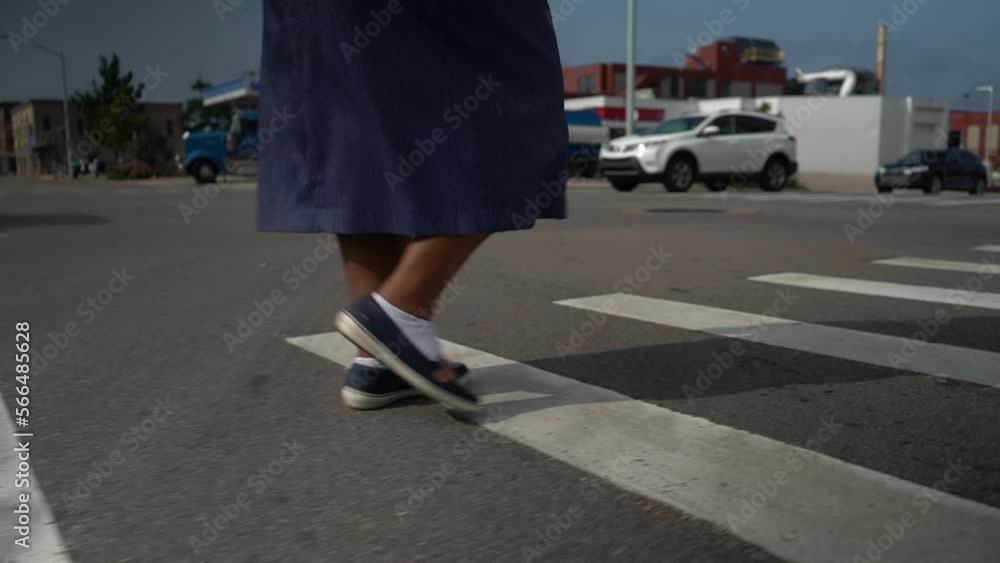african american black woman crossing the street Stock Video | Adobe Stock