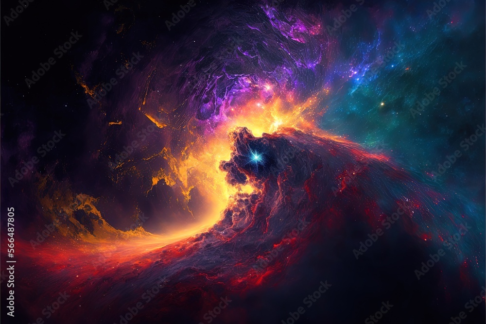 Space nebula panorama, equirectangular projection, environment map ...