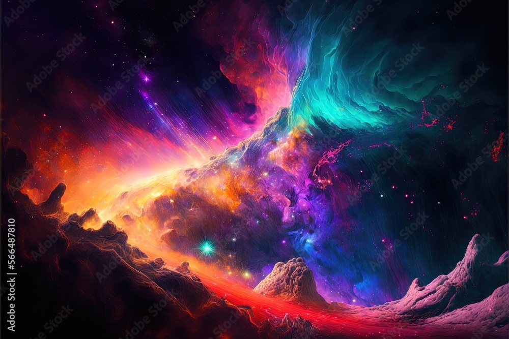 Space nebula panorama, equirectangular projection, environment map ...