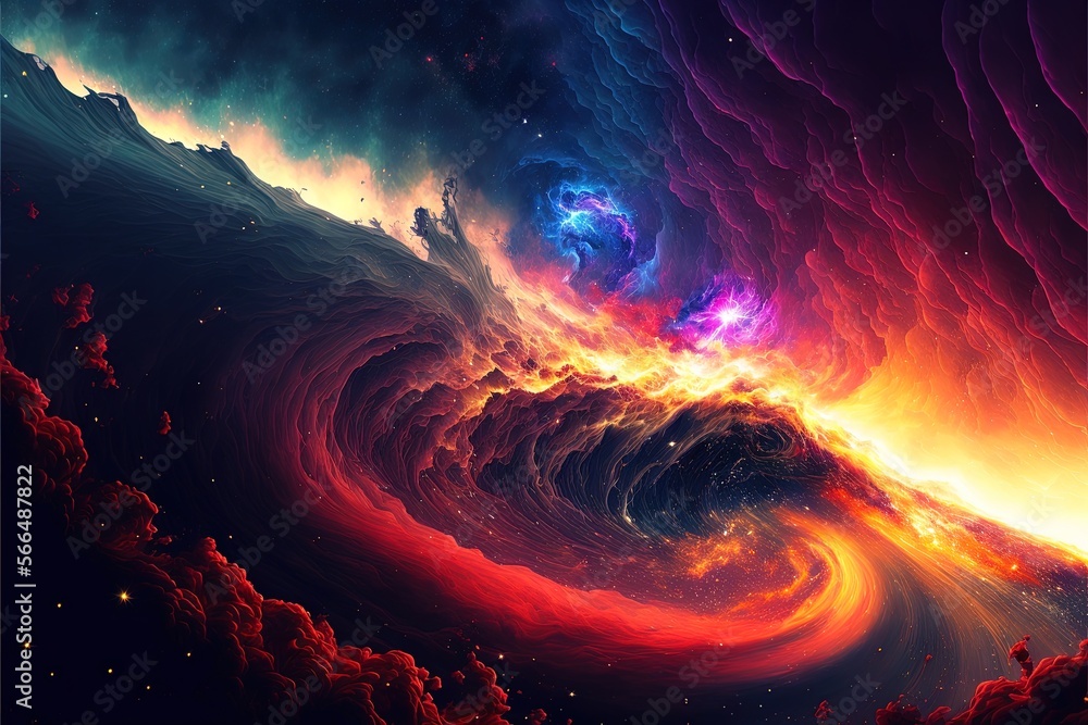 Space nebula panorama, equirectangular projection, environment map ...