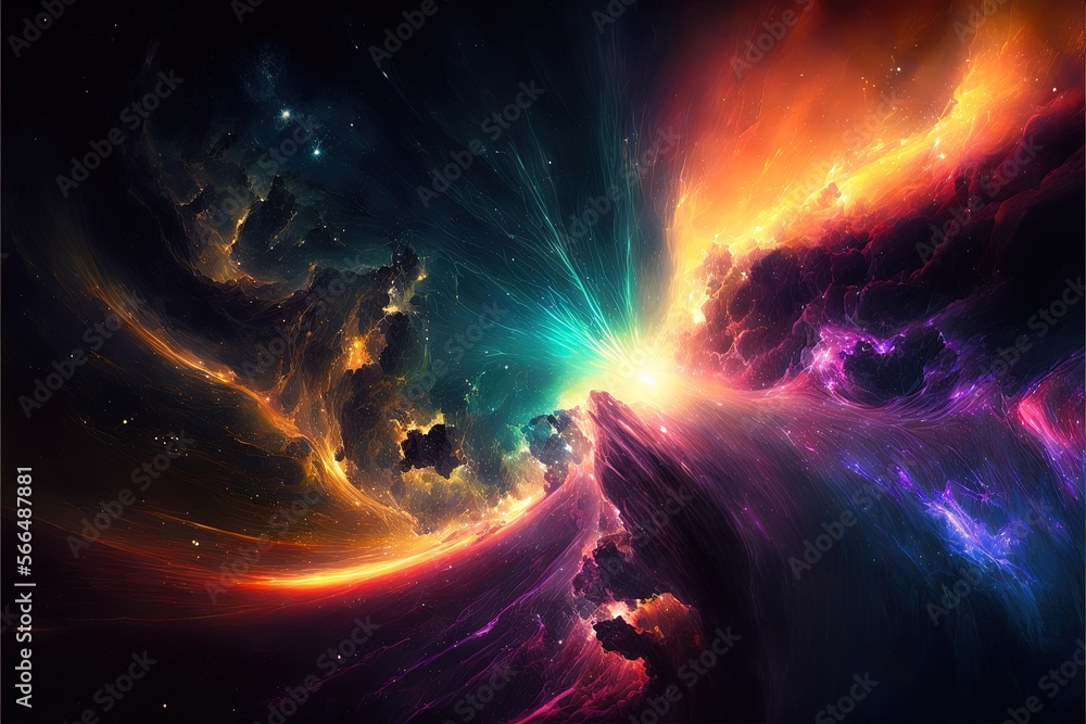 Space nebula panorama, equirectangular projection, environment map ...