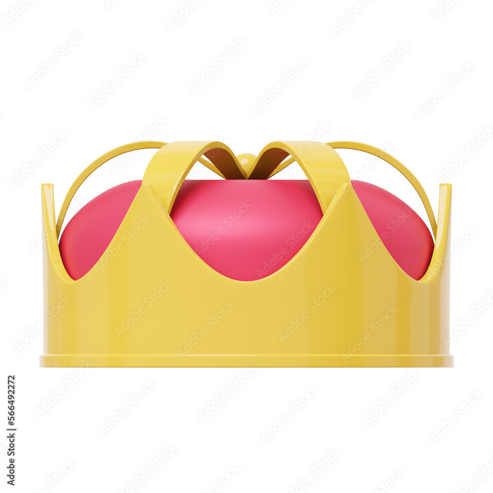 Royal crown with red cap, symbol of power. 3d rendering. PNG icon on ...