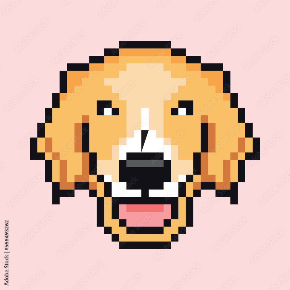 Vetor de dog vector with pixel art do Stock | Adobe Stock