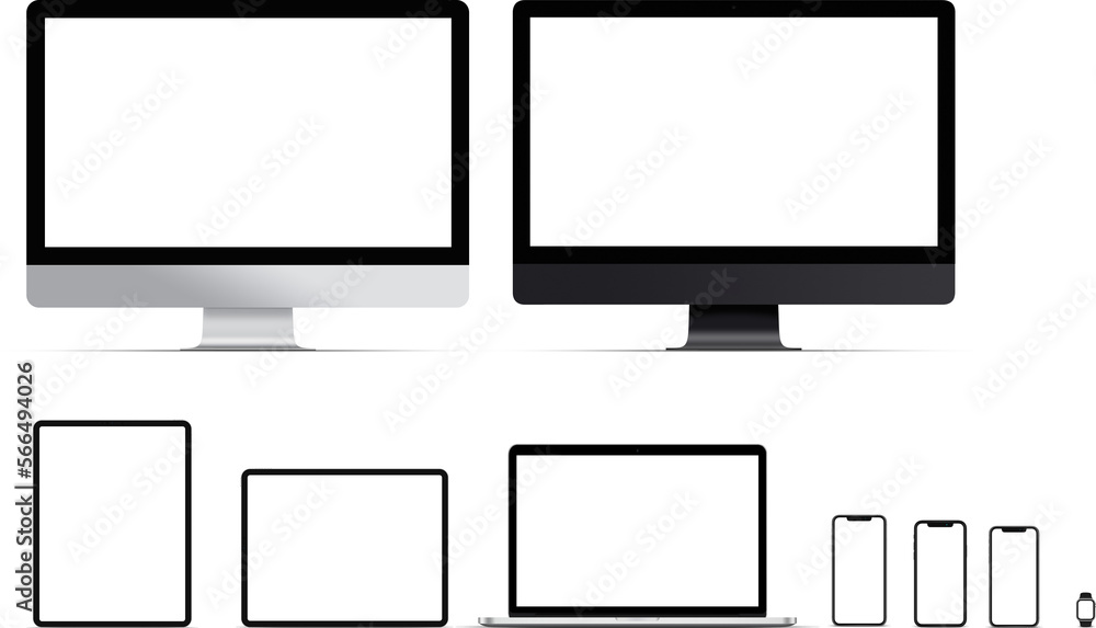 Multiple isolated devices with blank screen for responsive layout ...