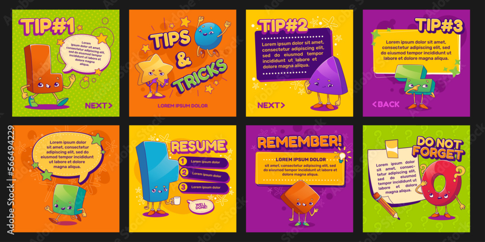 Tips and tricks banner templates set for social media. Contemporary ...