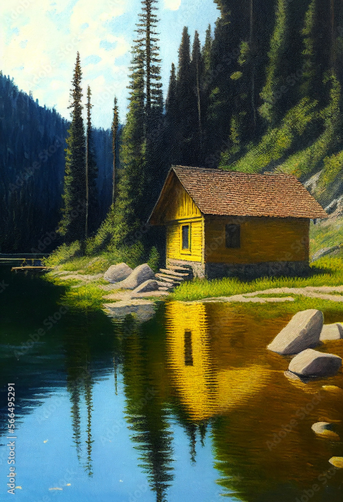 cabane dans la nature, cabane dans la forêt, cabane près d'un lac Stock ...