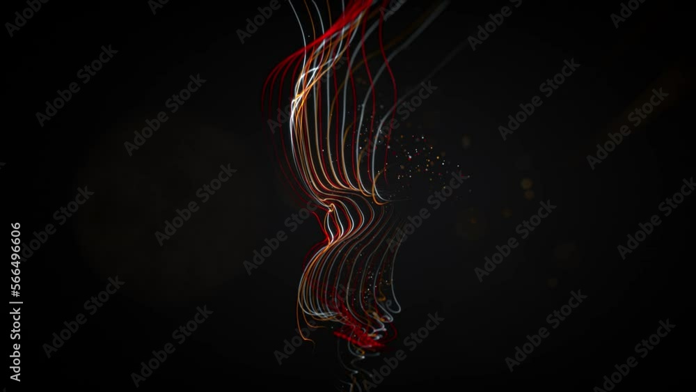 wavy lines. Loop platinum, gold, red particles and lines background ...