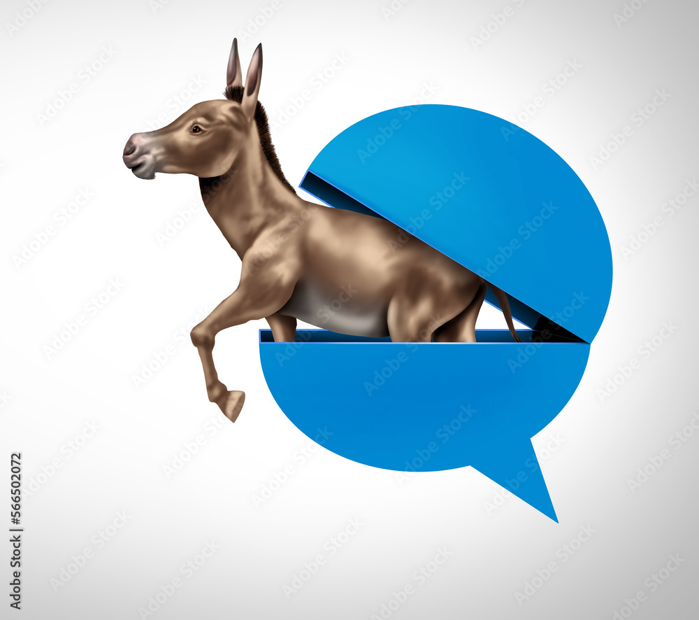 Left Wing Commentary and liberal talk symbol as an open blue speech ...