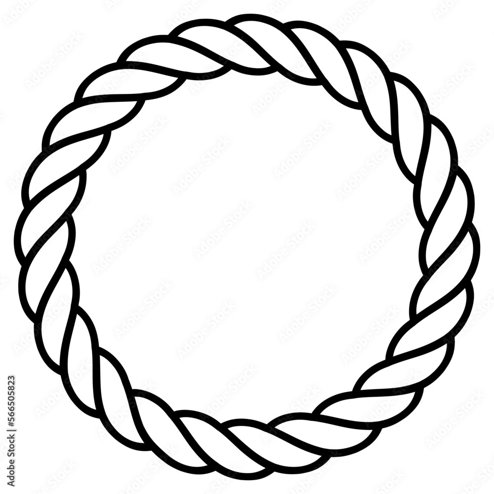 Round rope frame. Circle ropes, rounded border and decorative marine ...