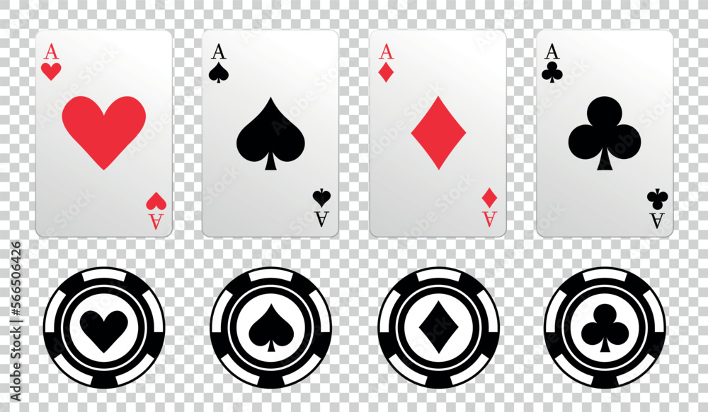 Four Aces Playing Cards Set - Different Vector Illustrations Isolated ...