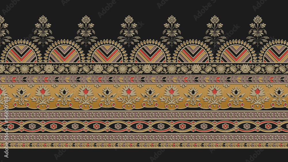 beautiful traditional mughal borders design for textile prints Stock ...