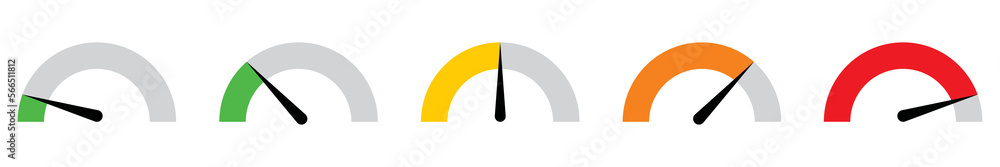 Dashboard Colorful Speedometer Icons Set Tachometer Icon Isolated On White Background