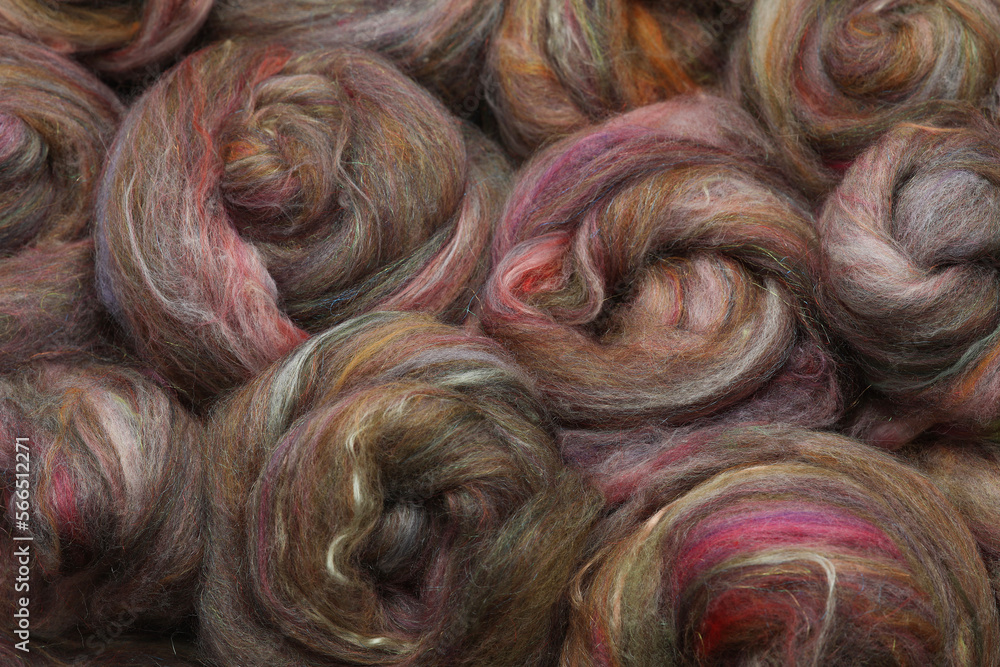 Fotografia do Stock: Stunning natural sheep wool fibres rolled up in a ...