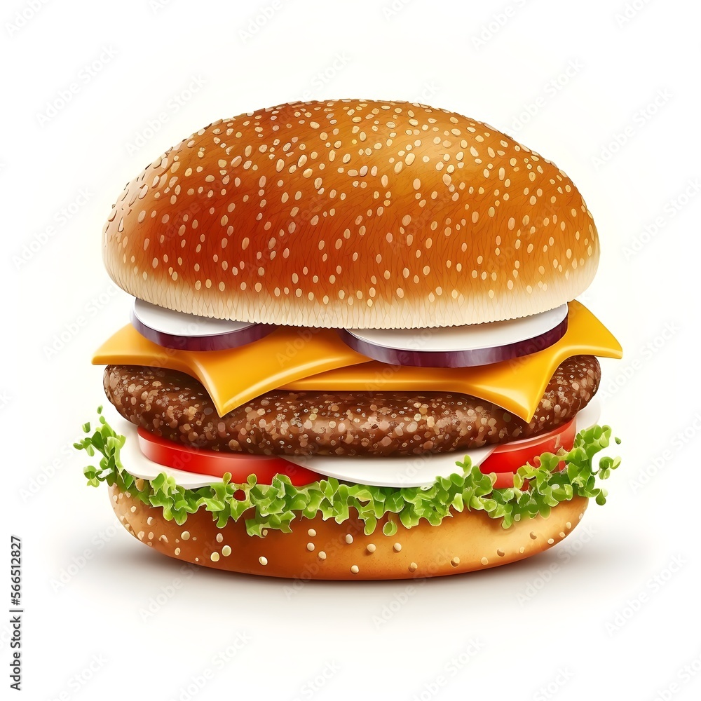A cartoon illustration of a beef burger on a white background Stock ...