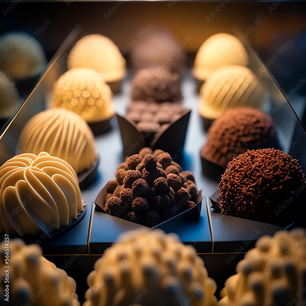 Chocolate Truffle Display Case Rendering Concept, Generative Ai ...