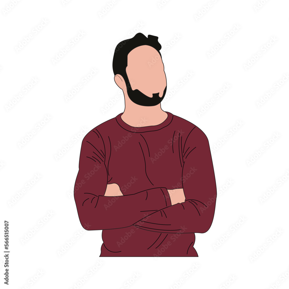 lat cartoon young man smiling confident with crossed arms. characters ...